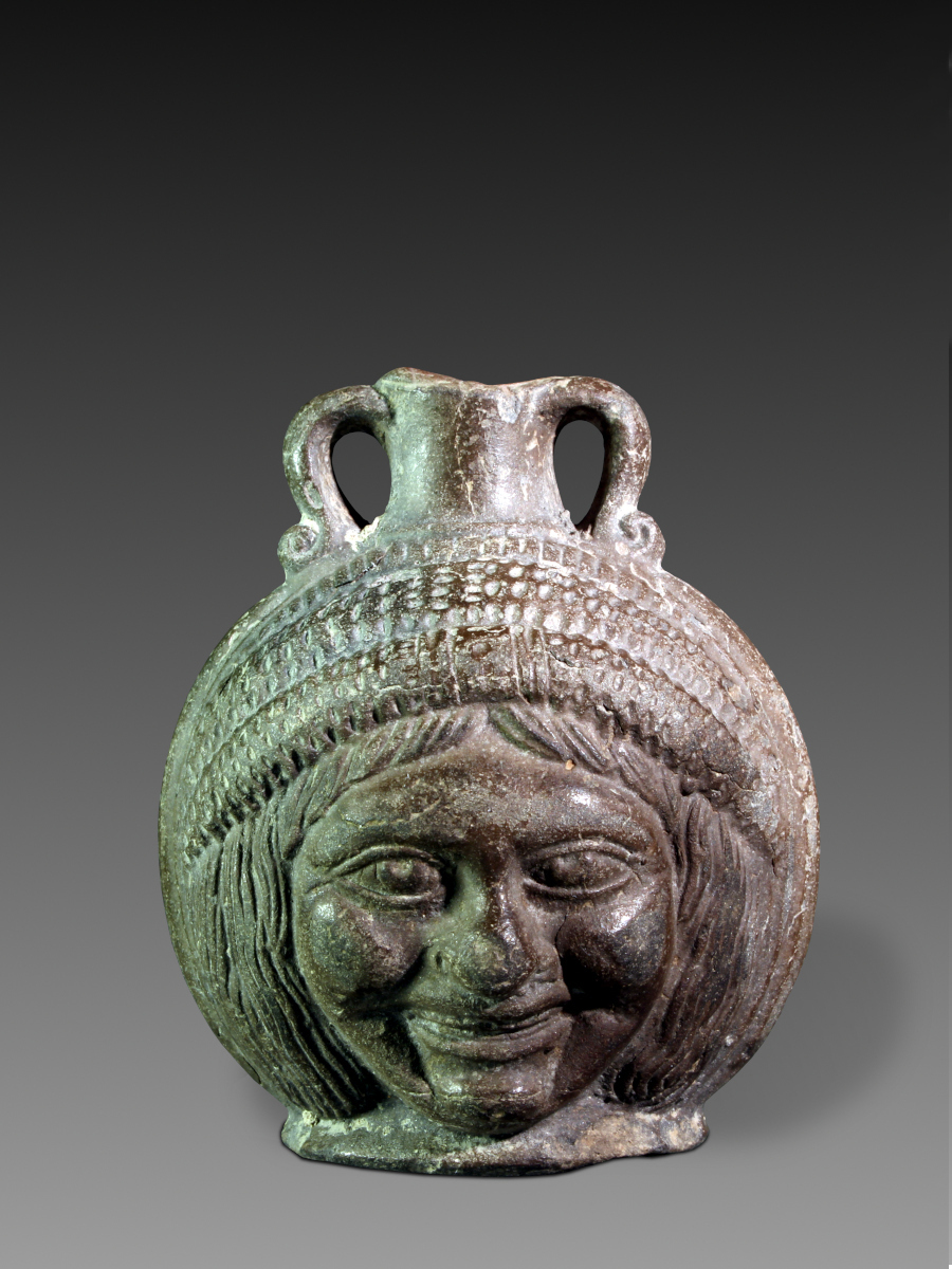 Alexander Ancient Art - An Egyptian Flask Showing Two Female Heads