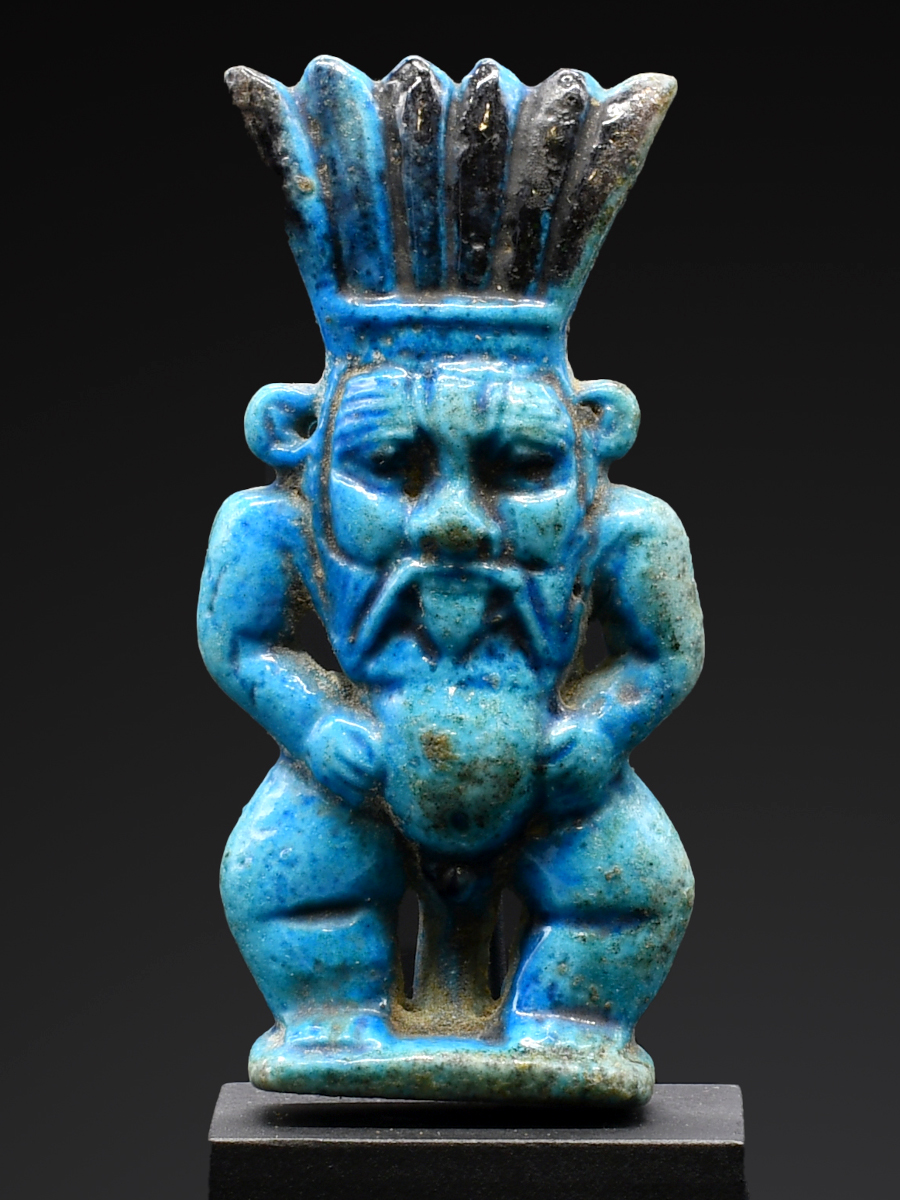 Alexander Ancient Art - A Large Egyptian Faience Amulet of Bes